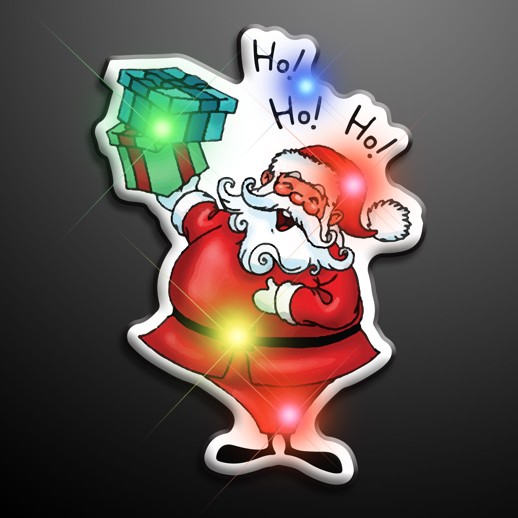 Light Up Santa Clause Christmas LED Blinky Pin | FlashingBlinkyLights