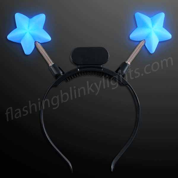 Light Up Blue Star LED Head Boppers | FlashingBlinkyLights