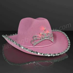 Pink Sequin Cowboy Hats With Pink LED Brim | FlashingBlinkyLights