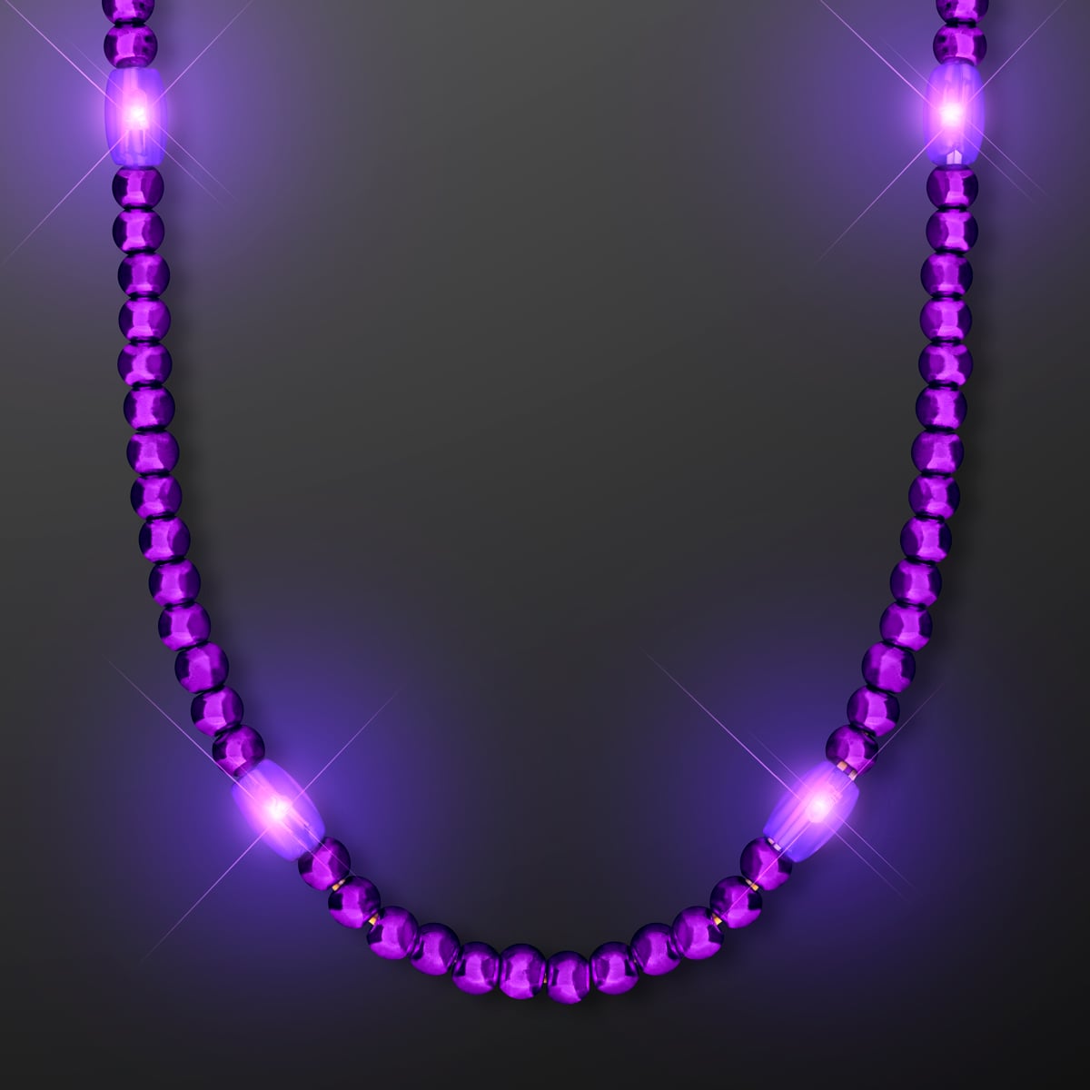 LED Light Up Mardi Gras Bead Necklace | FlashingBlinkyLights