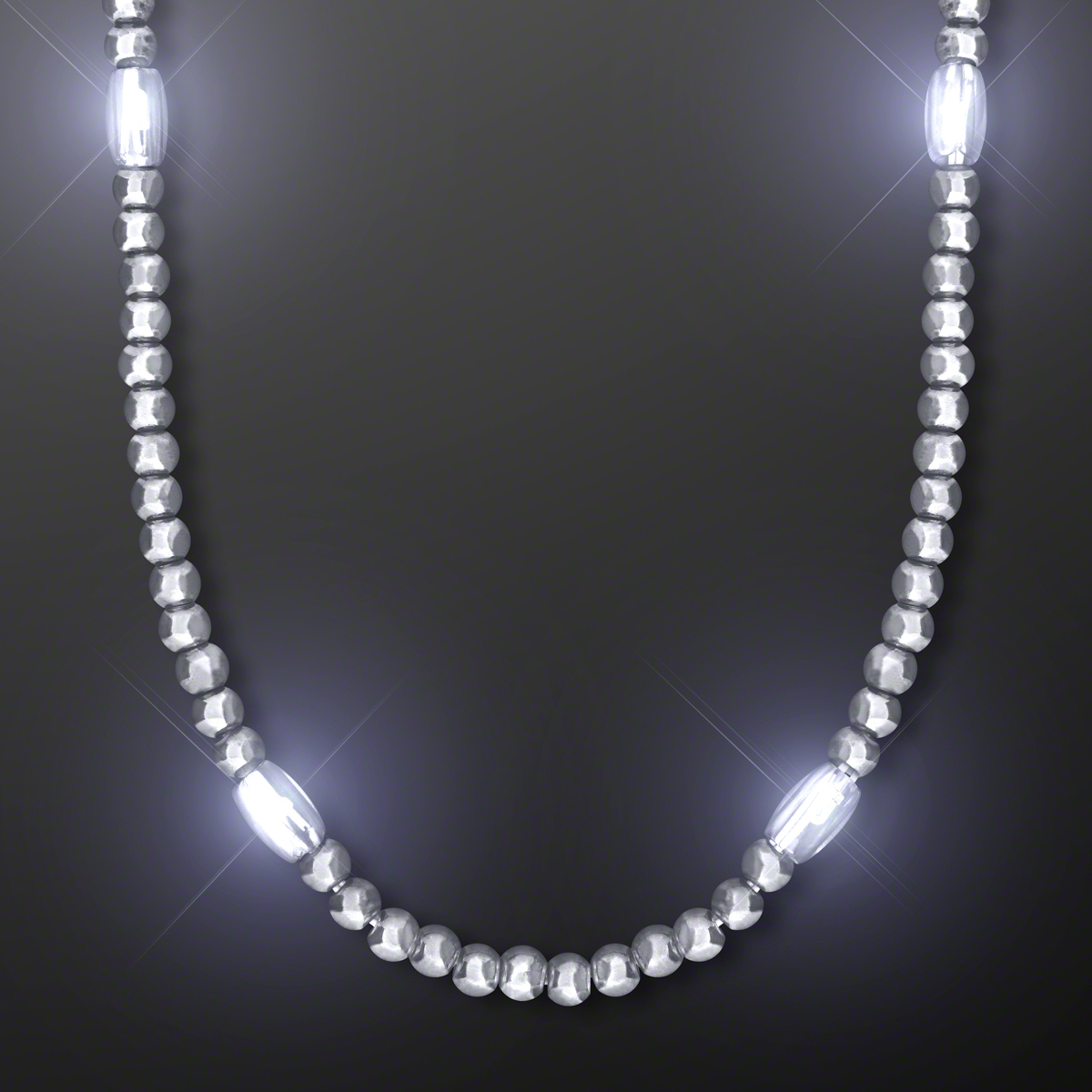 Light Up Black & White LED Bead Necklace | FlashingBlinkyLights
