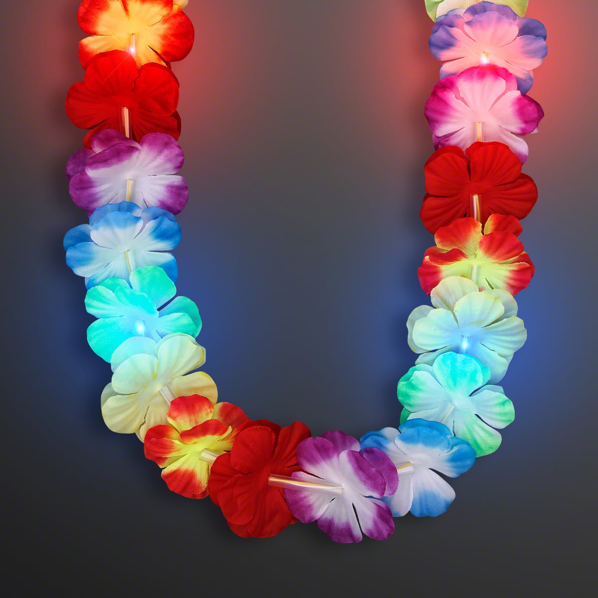 10 X LED LIGHT UP FLASHING LEI HAWAIIAN NECKLACE RAVE PARTY BLINKING FLOWER 689222503928 US $6. ...
