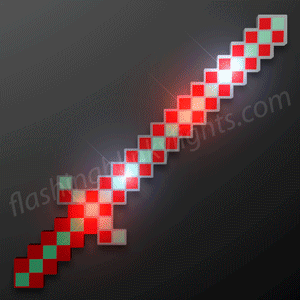 Blue LED Light Up 8-Bit Pixel Toy Sword | FlashingBlinkyLights
