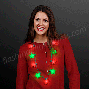 9 Big Bulbs LED Light Up Christmas Necklace | FlashingBlinkyLights