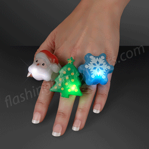 Light Up Assorted-Color Christmas Star LED Ring | FlashingBlinkyLights