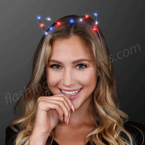 Aqua Light Up Cat Ear LED Headband | FlashingBlinkyLights