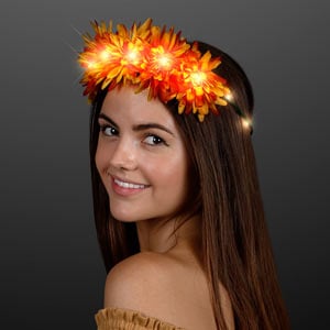 Red & Yellow LED Light Up Flower Crown Headband | FlashingBlinkyLights